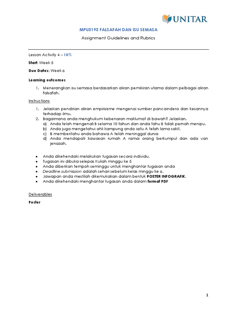 MPU 3193 Lesson Activity 4 | PDF