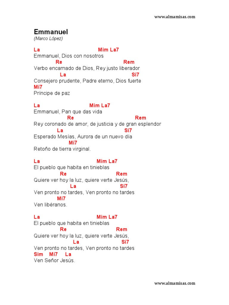 Emmanuel Canto de Adviento Letra y Acordes | PDF