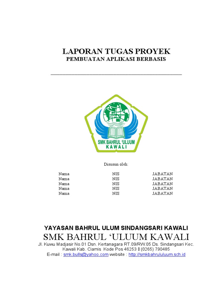 Form. Laporan Pembuatan Proyek | PDF