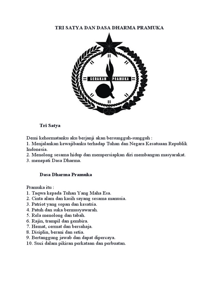 Tri Satya dan Dasa Dharma Pramuka | PDF | Karier & Perkembangan