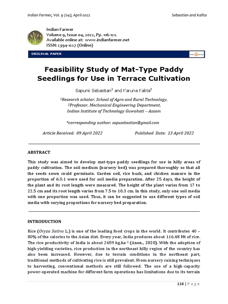 Mat-Type Paddy Seedlings for Terrace Cultivation | PDF | Rice | Seed