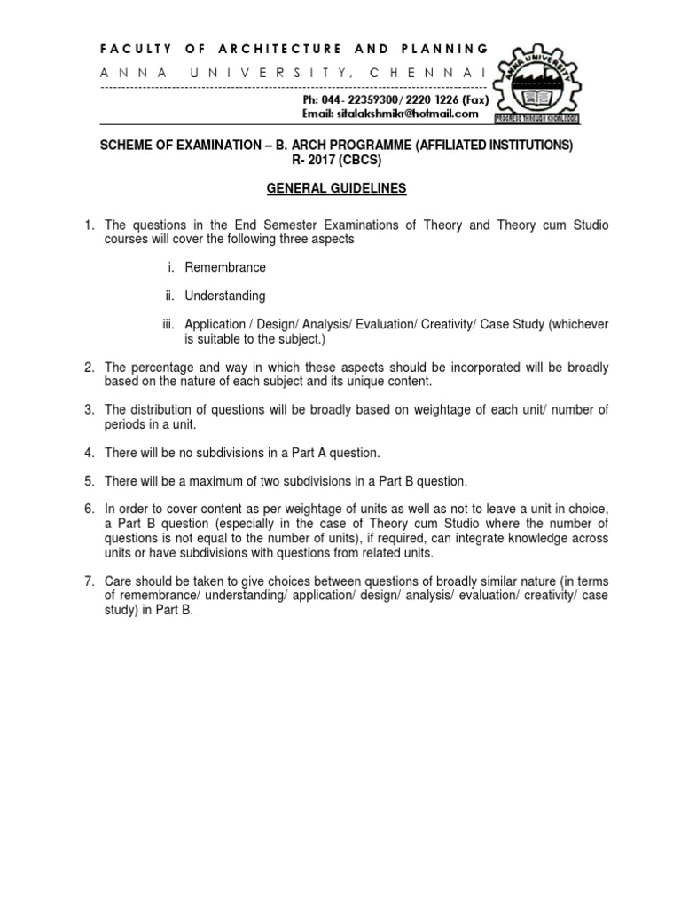 SOE B.Arch Aff R-2017 (CBCS) | PDF | Thesis | Course Credit