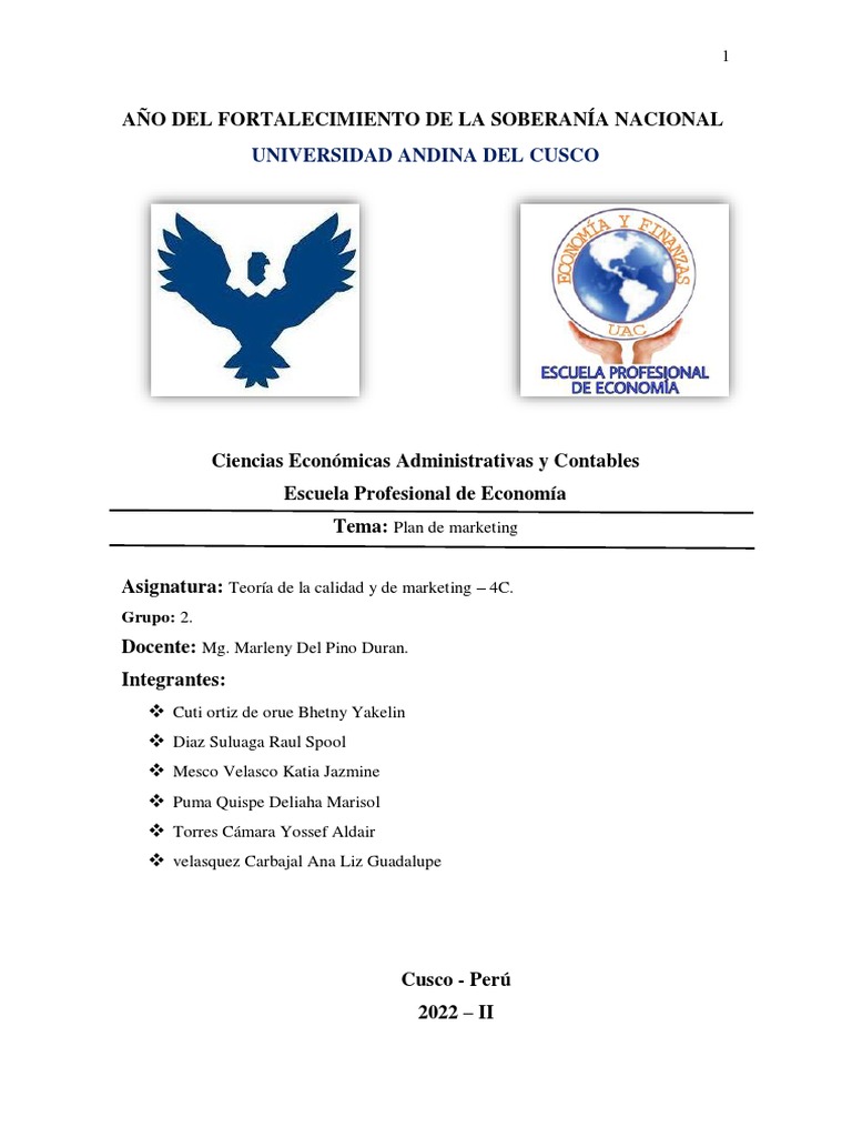 Imforme Plan de Marketing | PDF | Marketing | Calidad (comercial)