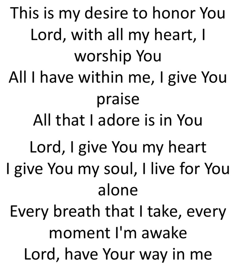 My Desire to Honor You Lyrics | PDF
