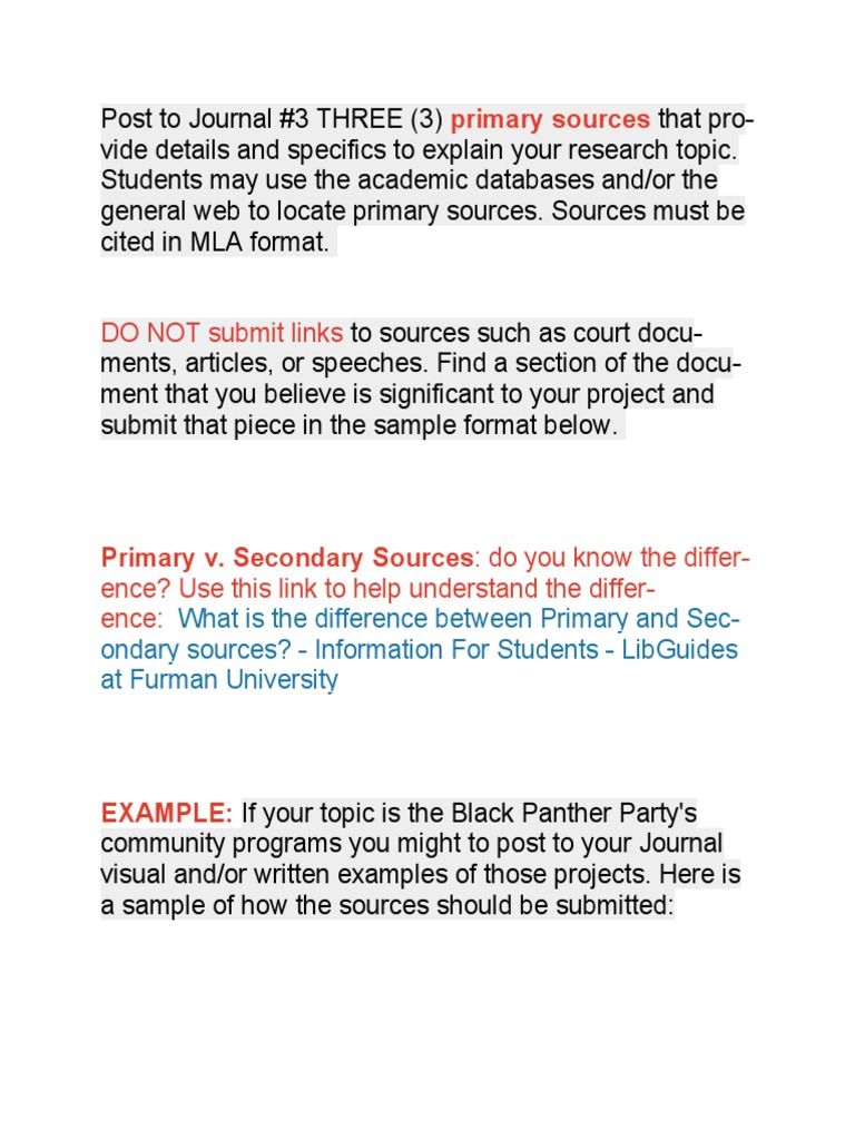 Documenting Primary Sources: Examples of Submitting Significant ...