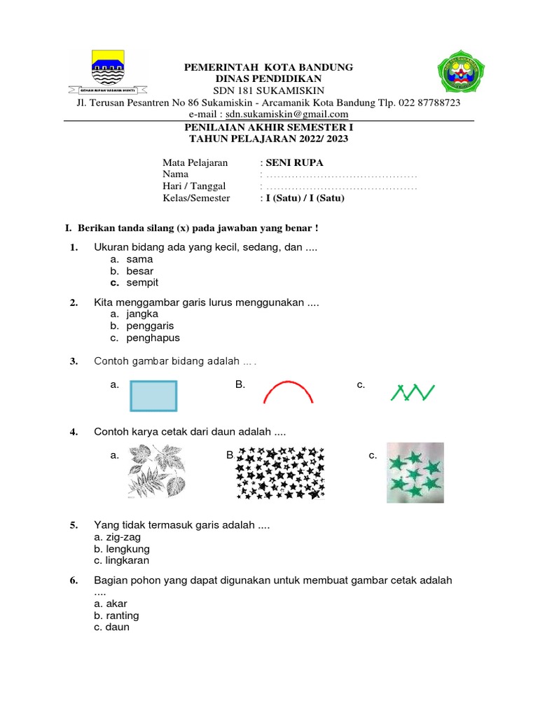 Soal Pas Seni Rupa | PDF | Griya & Taman