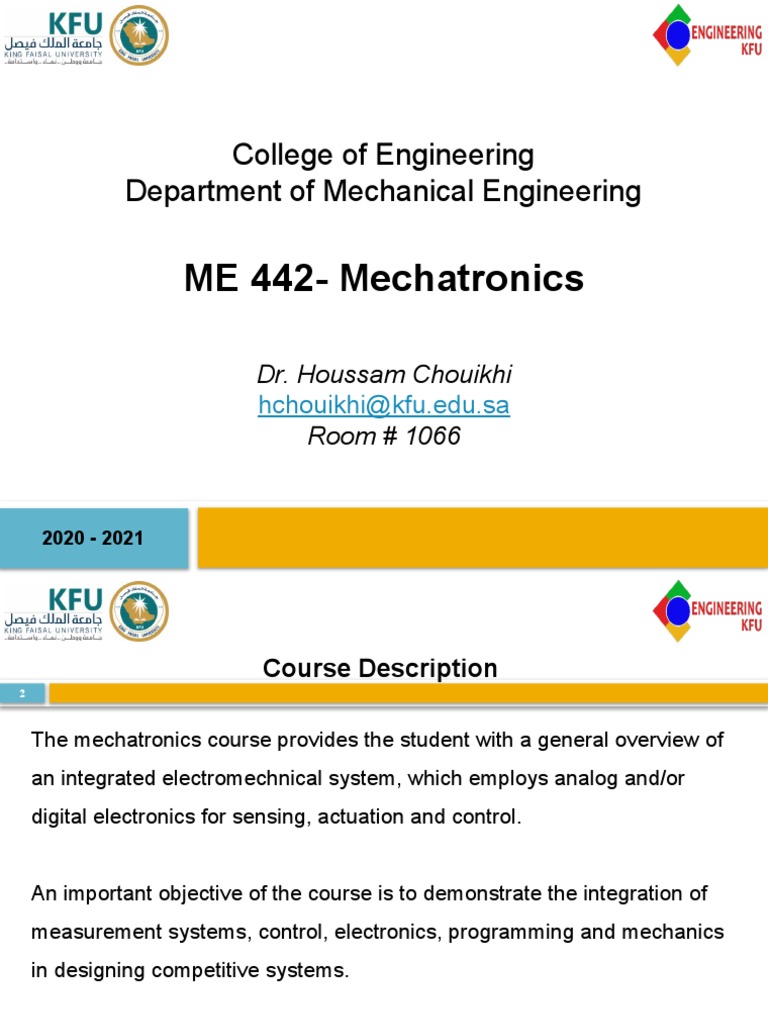 ME442 Chapter1 | PDF | Mechatronics | Electronics
