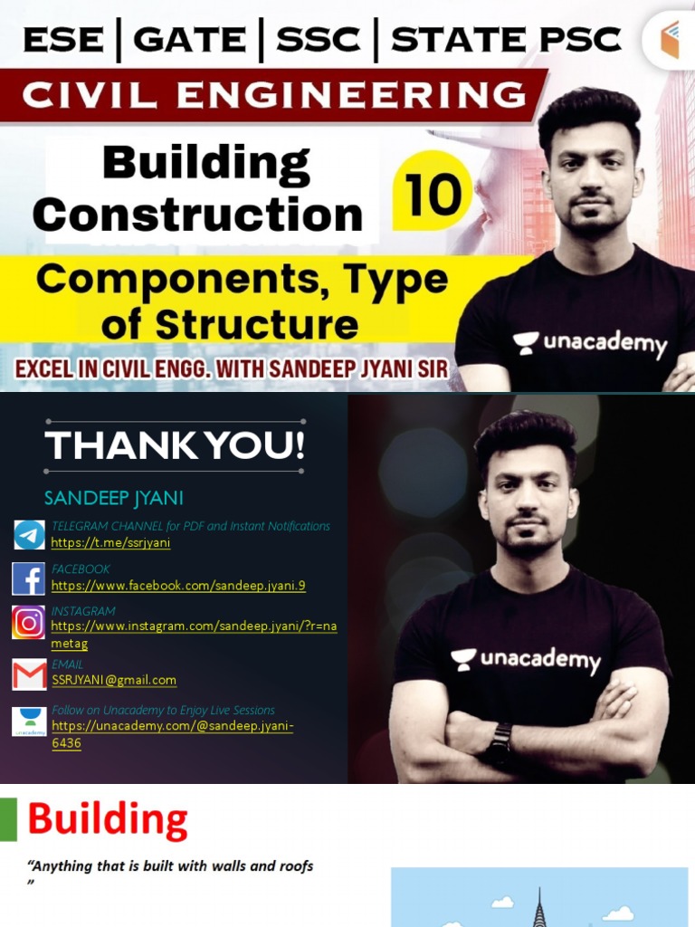 Session 10 Building Construction Components of Building by Sandeep | PDF