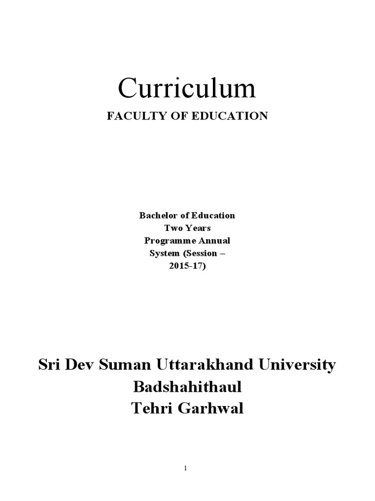 Syllabus of B.ed Session 2015 171 | PDF | Teaching Method | Curriculum