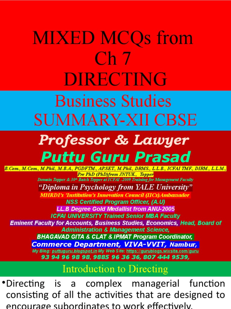 Mixed Mcqs From CH 7 Directing | PDF
