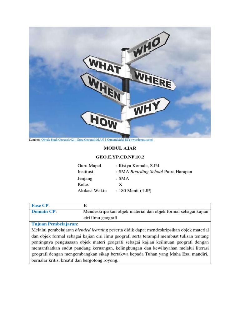 MA 02 - Geografi - SMA - E - Kelas X - Objek Formal Dan Objek Material ...