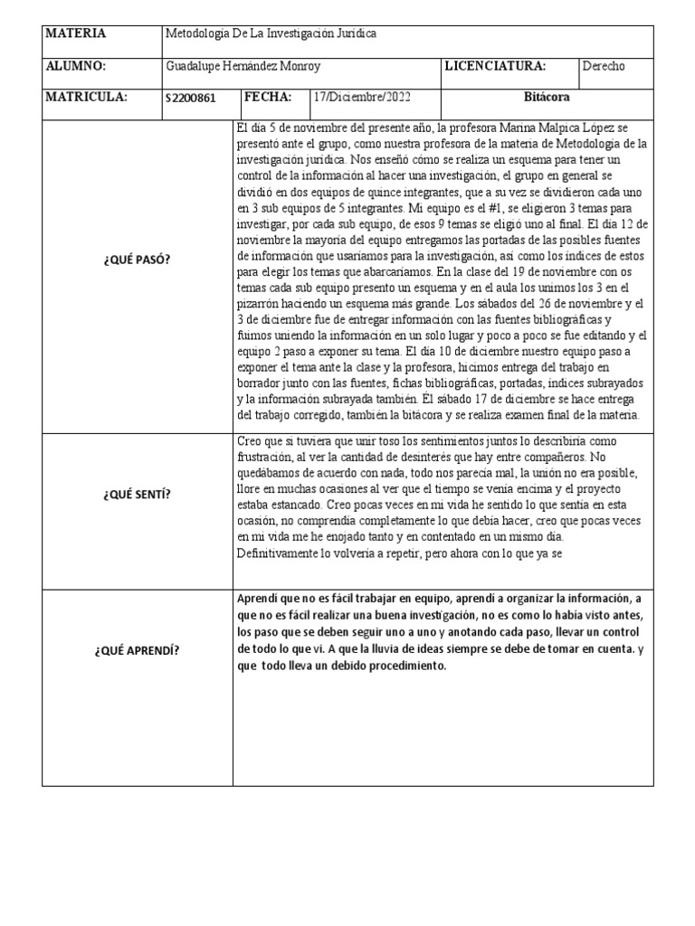 Mi Bitacora | PDF