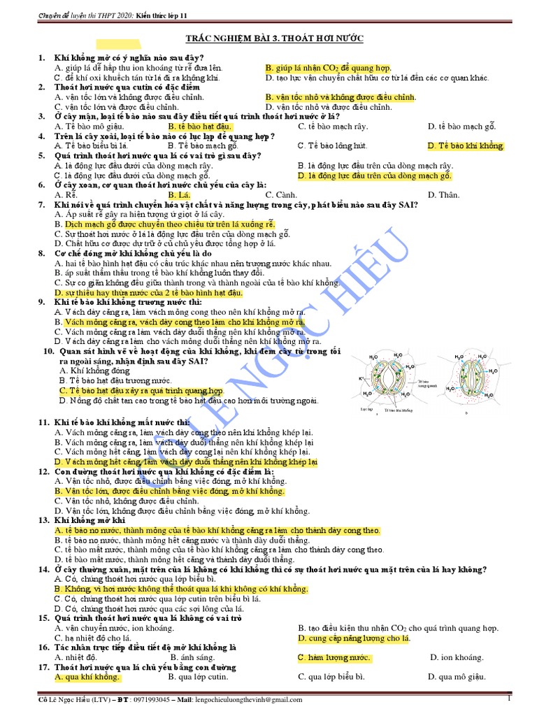 Bai 3 - S Thoát Hơi Nư C - P | PDF