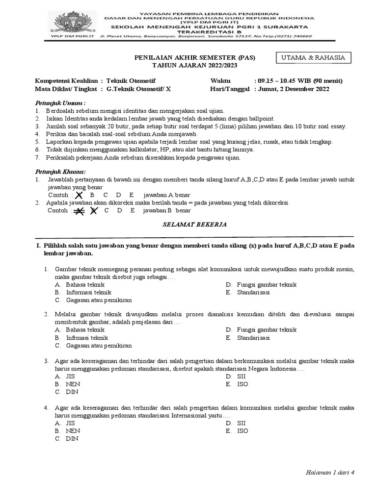 Soal Pas Gto X | PDF