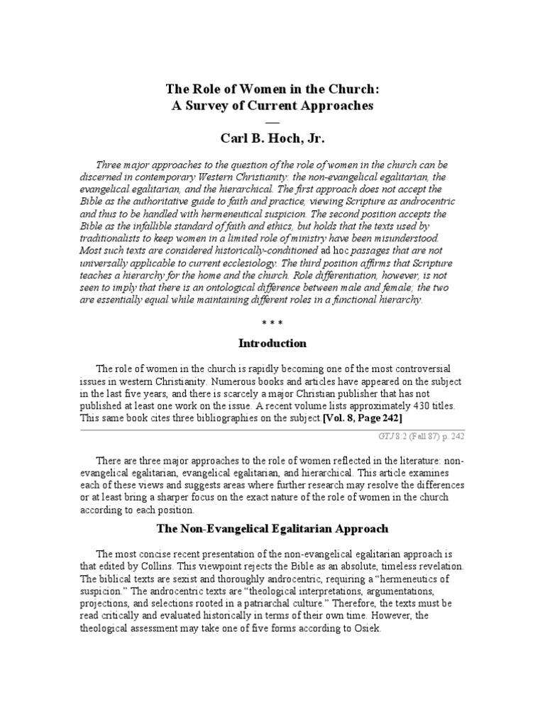 The Role of Women in The Church | PDF | First Epistle To The ...