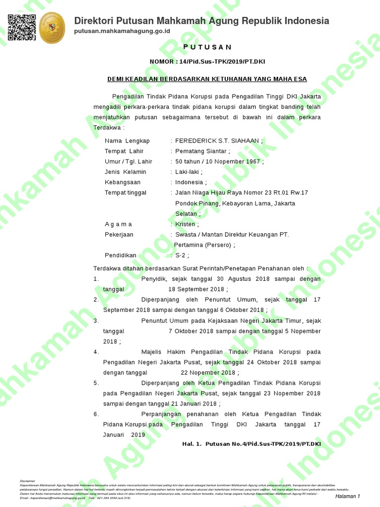 Putusan 14 Pid - TPK 2019 PT Dki 20221208094232 | PDF