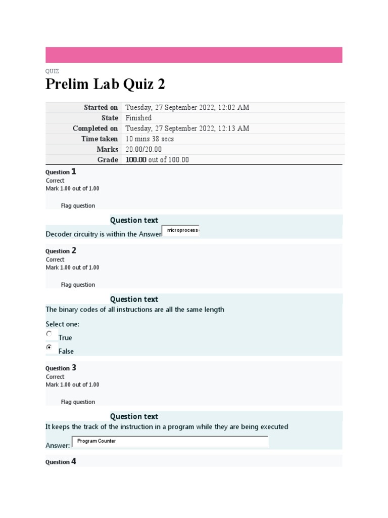 Microprocessors and Microcontroller System-Prelim Lab Quiz 2-20-20 | PDF | Central Processing ...