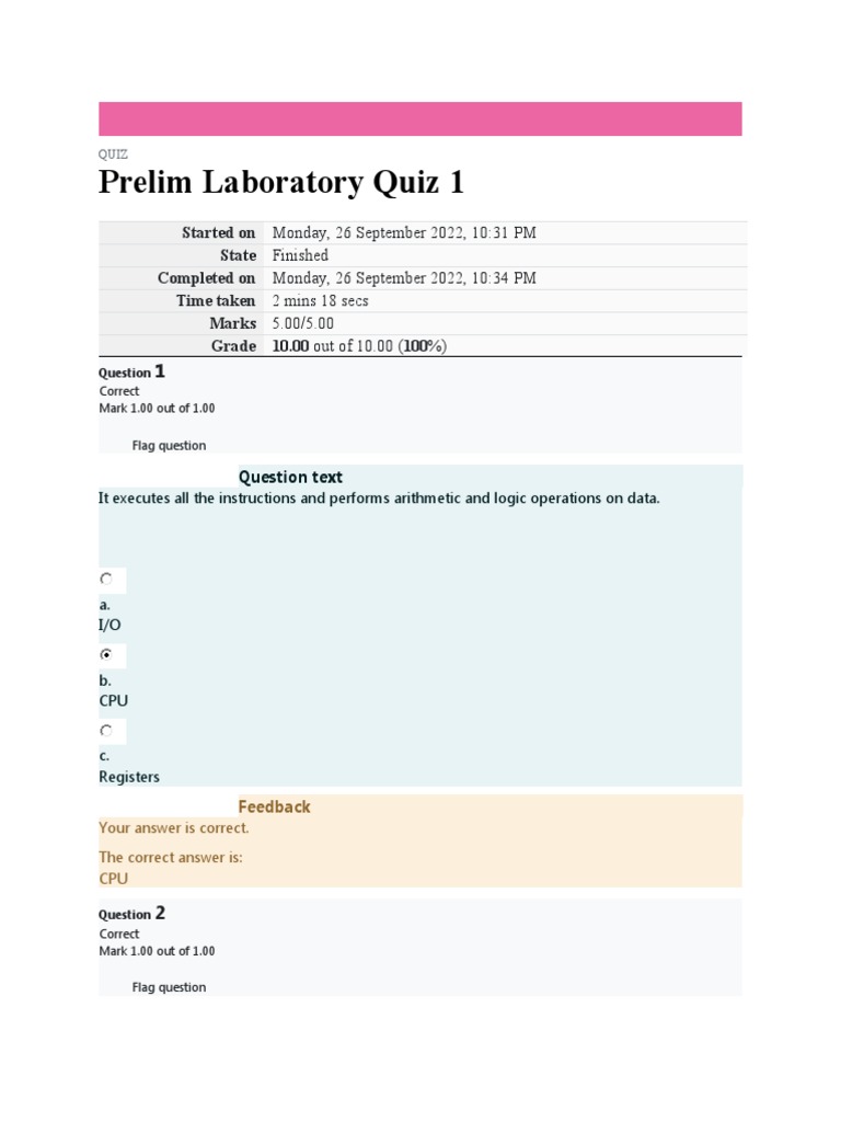 Microprocessors and Microcontroller System-Prelim Laboratory Quiz 1-5-5 | PDF | Computers