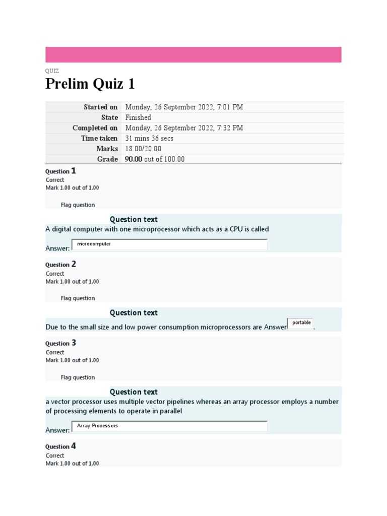 Microprocessors and Microcontroller System-Prelim Quiz 1-18-20 | Download Free PDF | Central ...