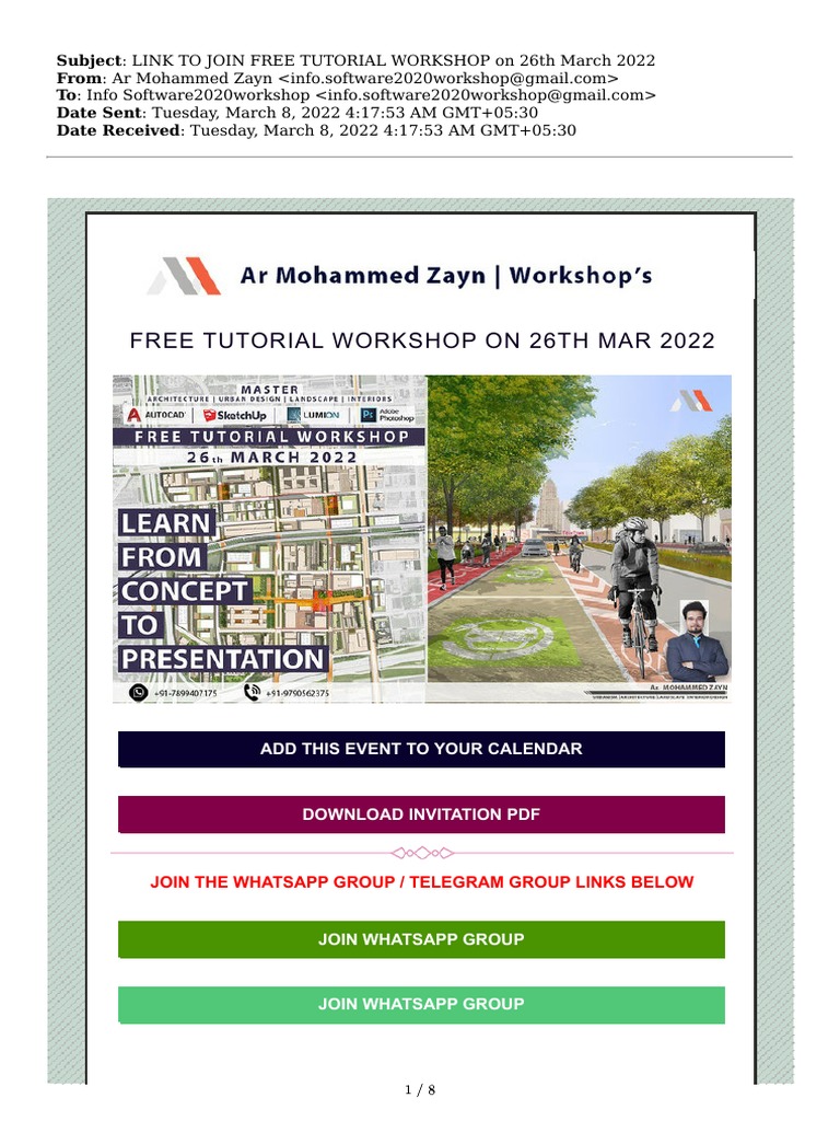 Link To Join Free Tutorial Workshop On 26th March 2022 | PDF | Software Development | Computing