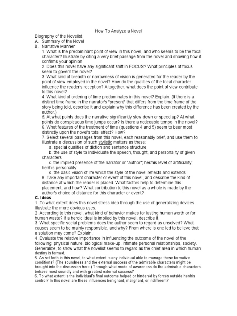 How To Analyze A Novel | PDF | Narration | Experience