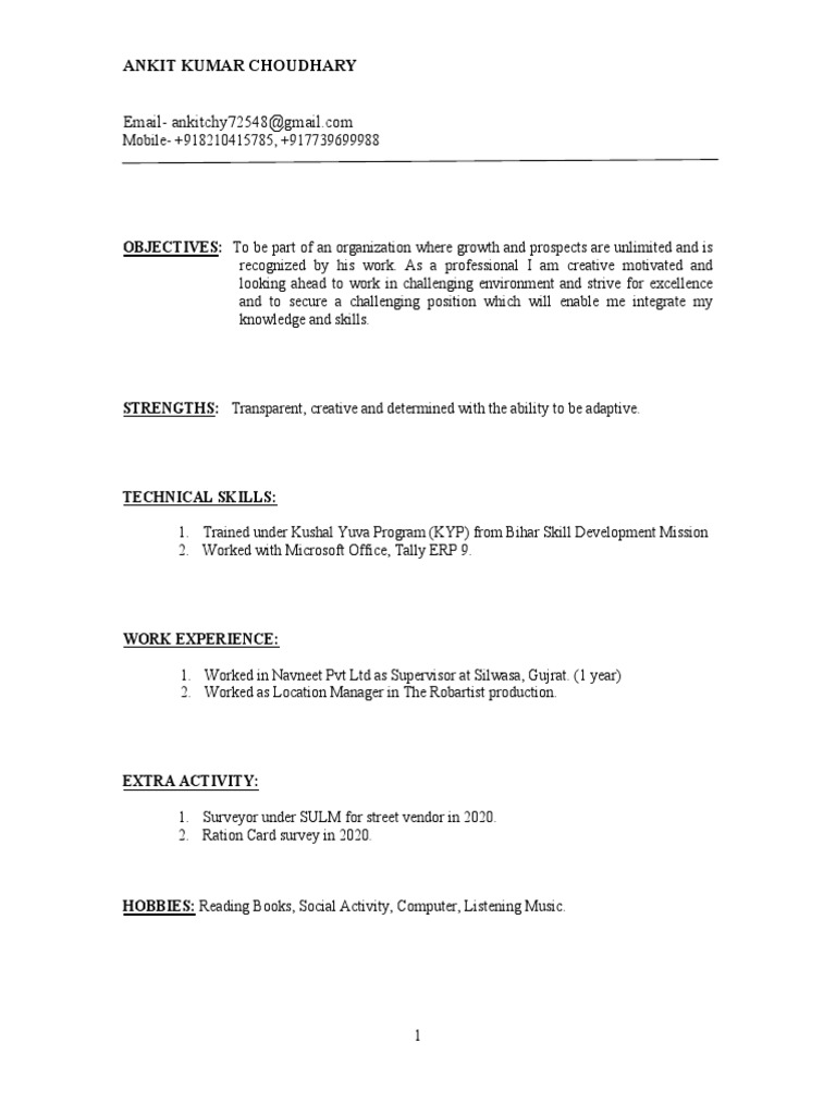 Ankit Choudhary Resume | PDF