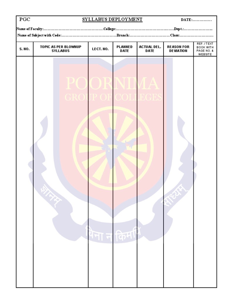 Academic Syllabus Tracking Template | PDF