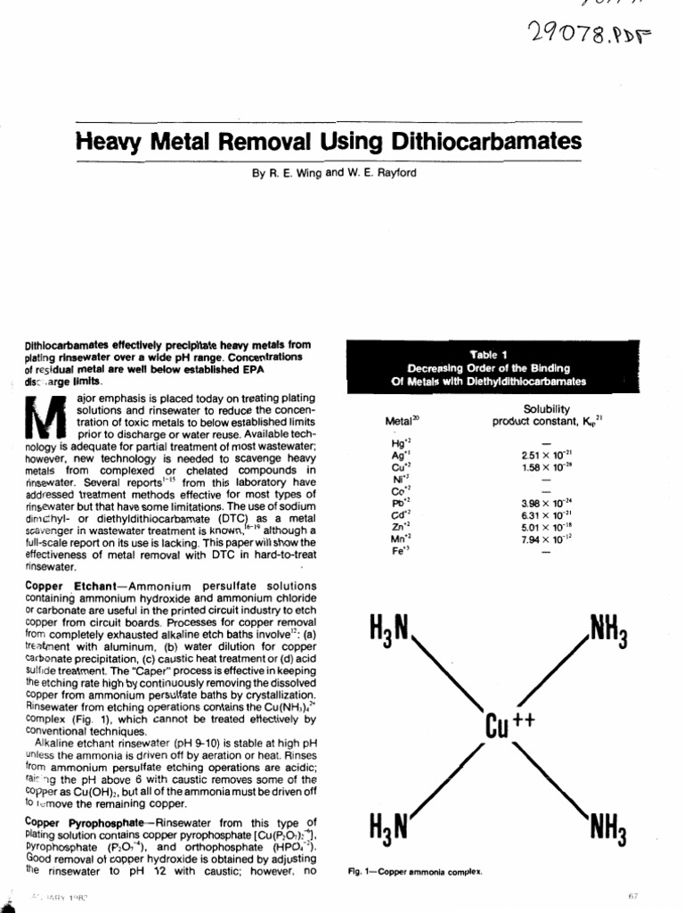 Heavy Metal Removal Using DTC | PDF | Precipitation (Chemistry) | Hydroxide