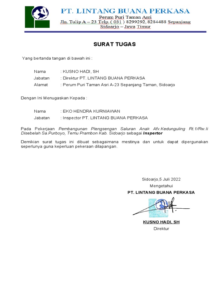 Surat Tugas Temu Prambon | PDF