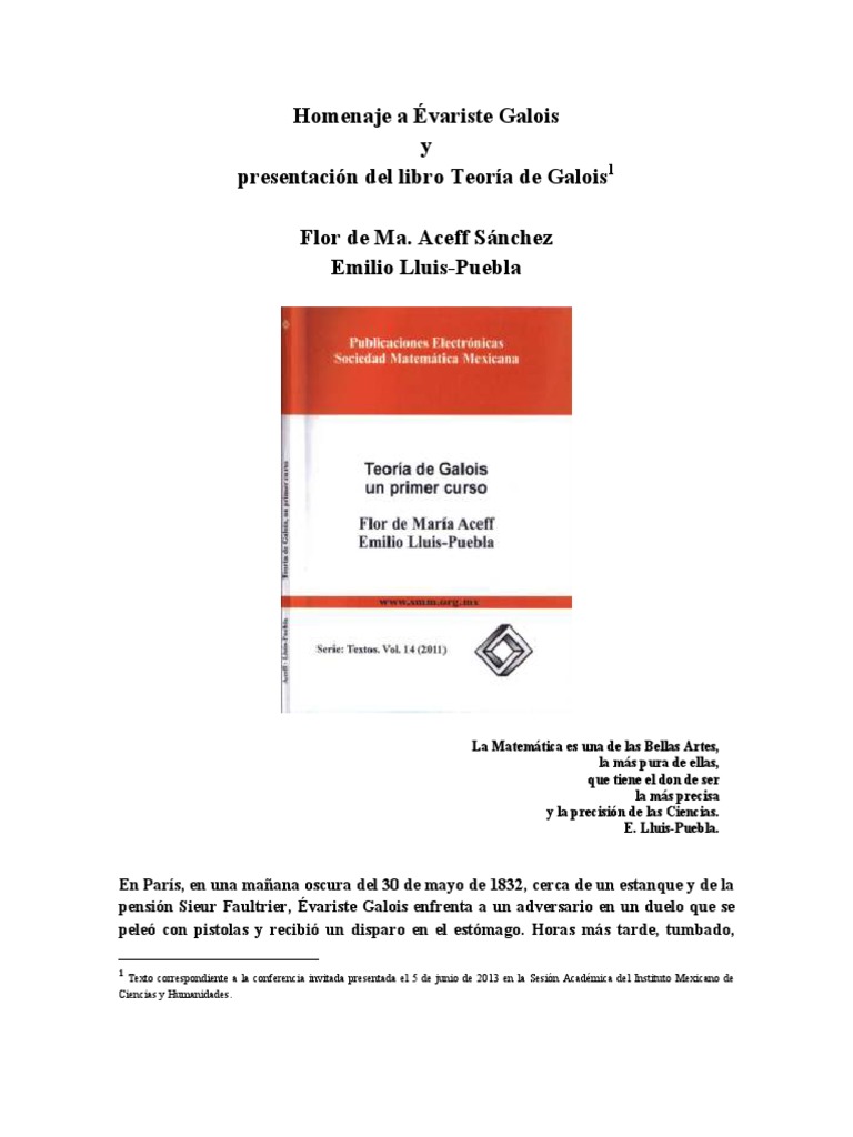 Homenaje y Presentacion Libro de Galois | PDF