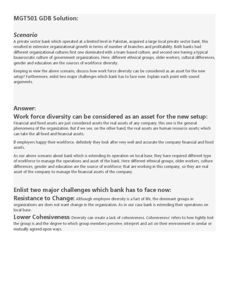 MGT 501 GDB 1 Solution Fall 2020 | PDF