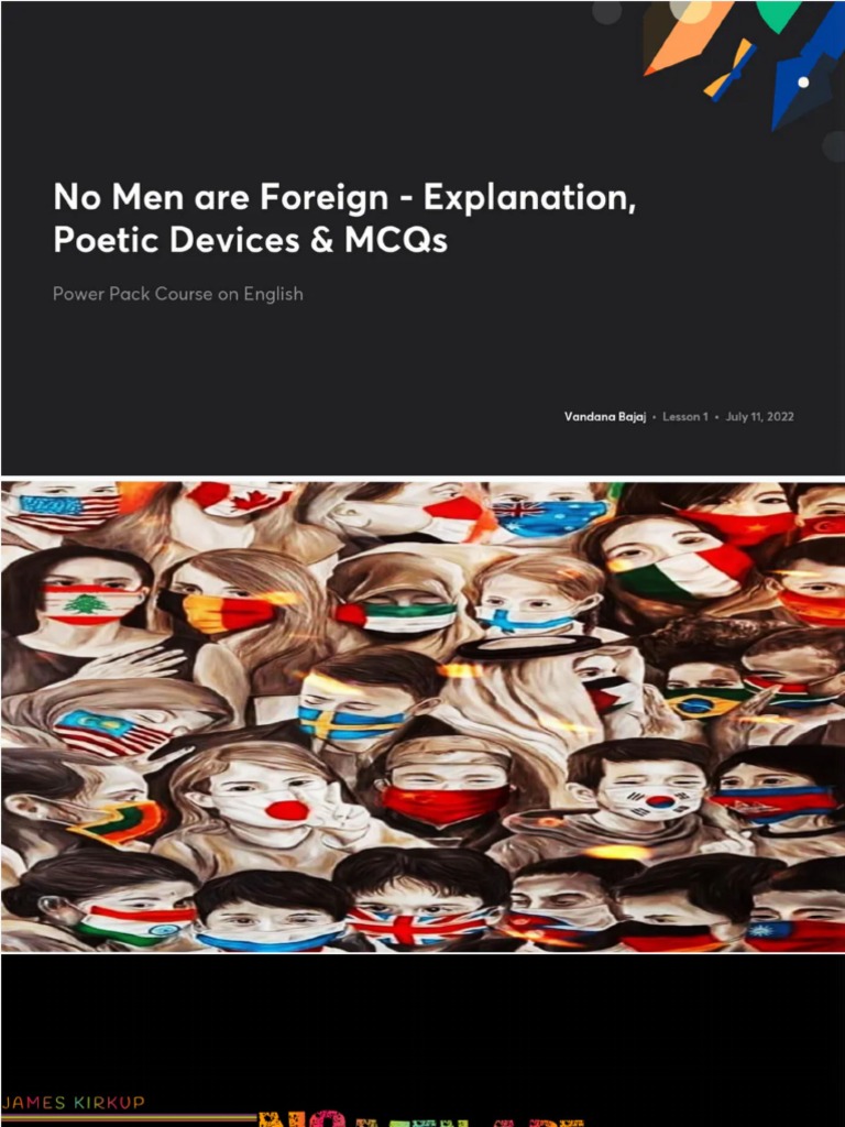 No Men Are Foreign Explanation Poetic Devices MCQs With Anno | PDF