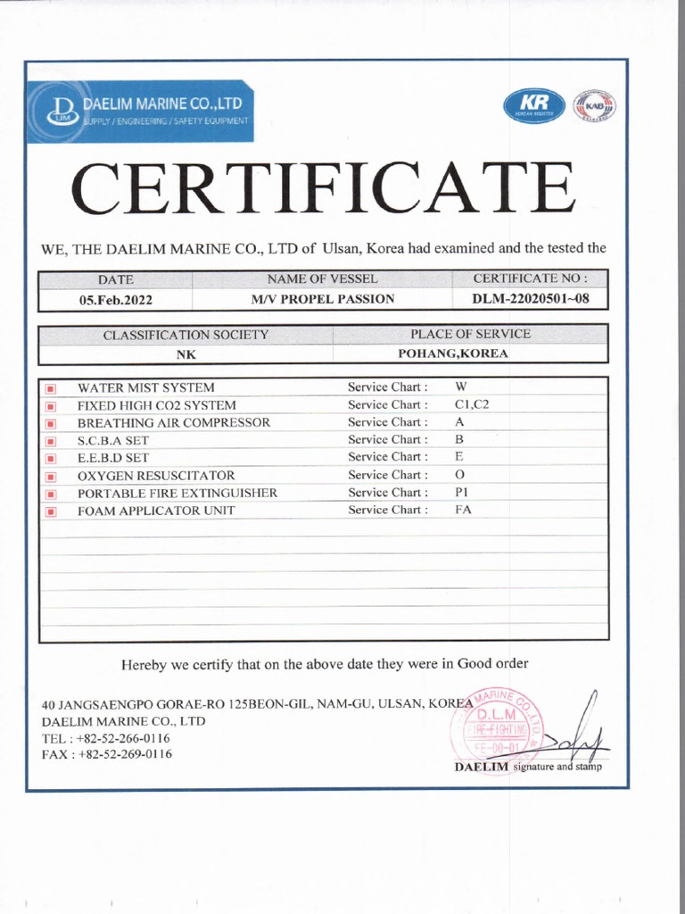 Ffa Annual Inspection Certificates | PDF