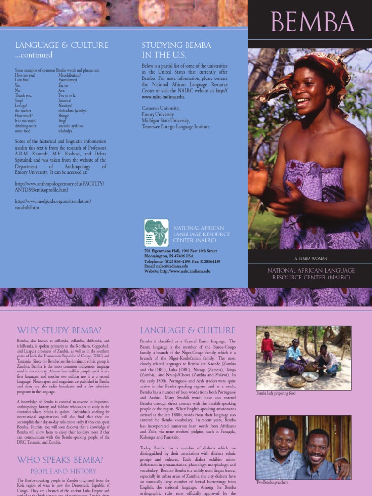 Bemba | PDF | Zambia | Languages
