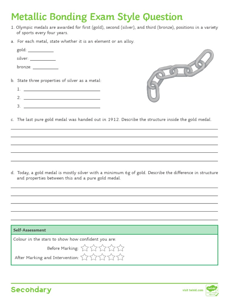 Metallic Bonding Exam Style Question | PDF | Metals | Silver