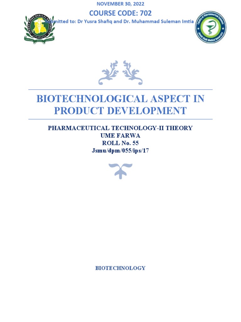 Biotechnological Aspect in Product Development | PDF | Biotechnology ...