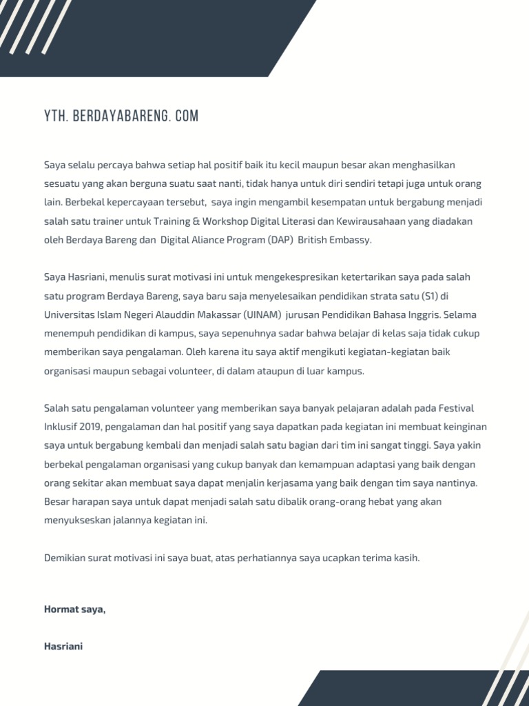 Motivation Letter | PDF