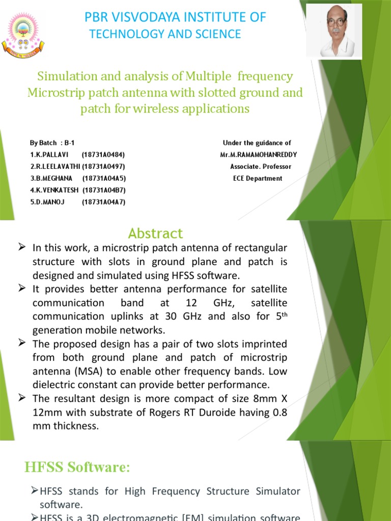 Simulation and Analysis of a Multi-Band Microstrip Patch Antenna with Slots in the Ground Plane ...