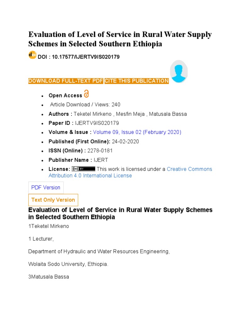 Evaluation Of Rural Water Supply Services Pdf Sampling Statistics