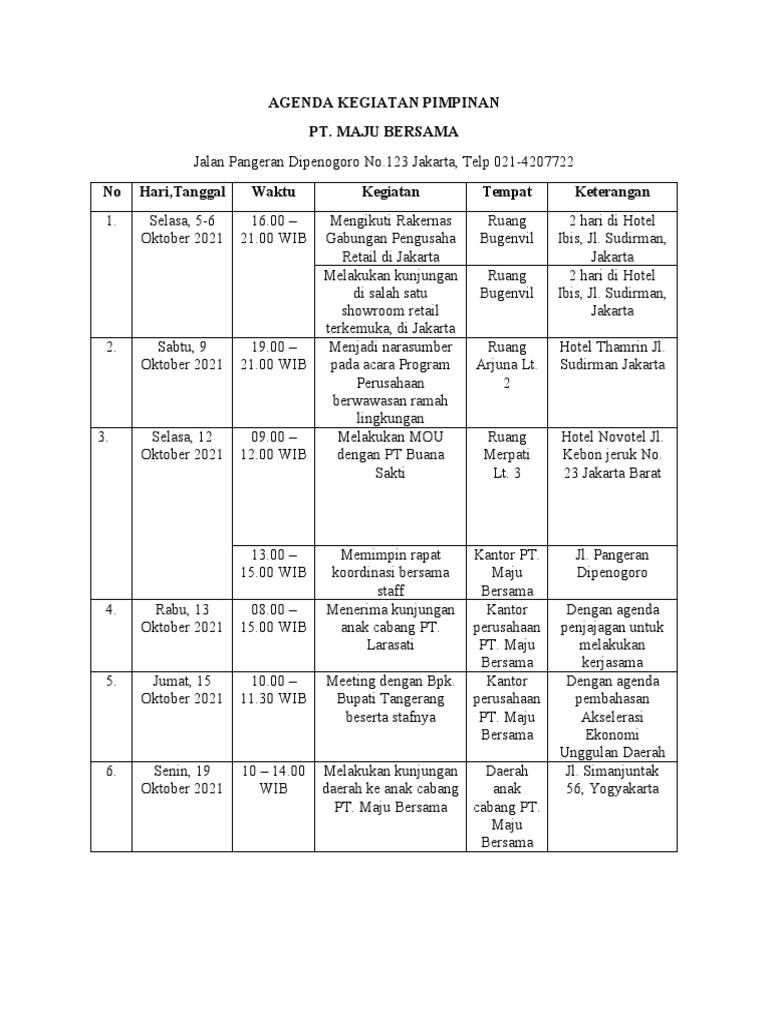 Humas Agenda Kegiatan Pimpinan Nanda - XII-OTKP | PDF Humas Agenda Kegiatan Pimpinan Nanda - XII-OTKP | PDF