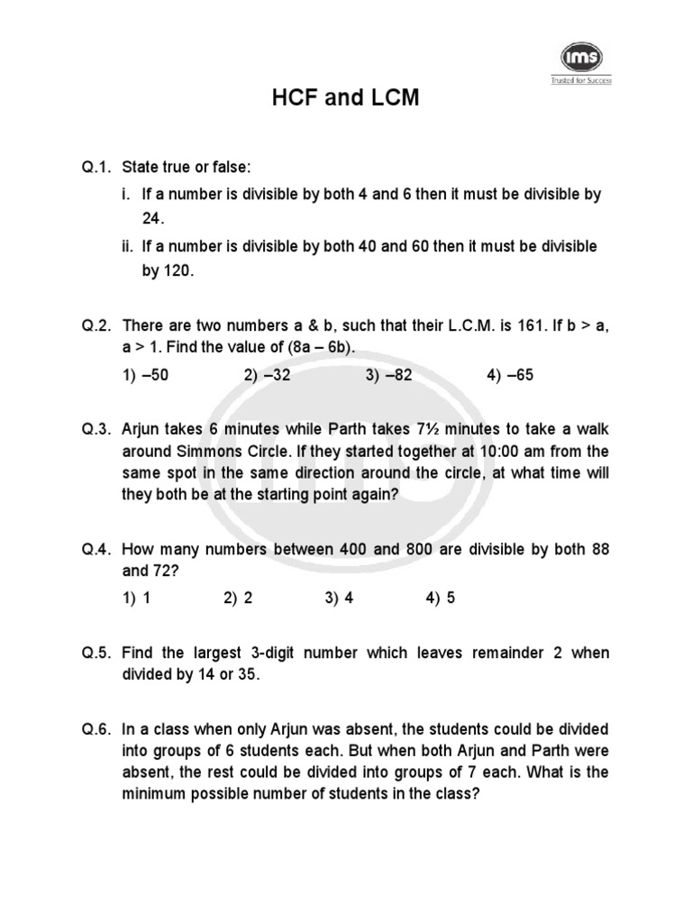 HCF and LCM | Download Free PDF | Mathematics
