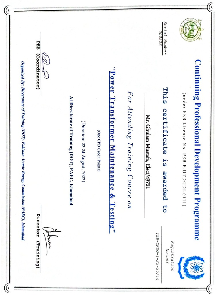Training Certificate | PDF