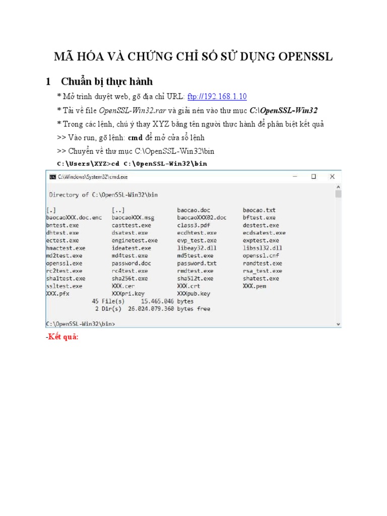 MÃ HÓA VÀ CHỨNG CHỈ SỐ SỬ DỤNG OPENSSL | PDF