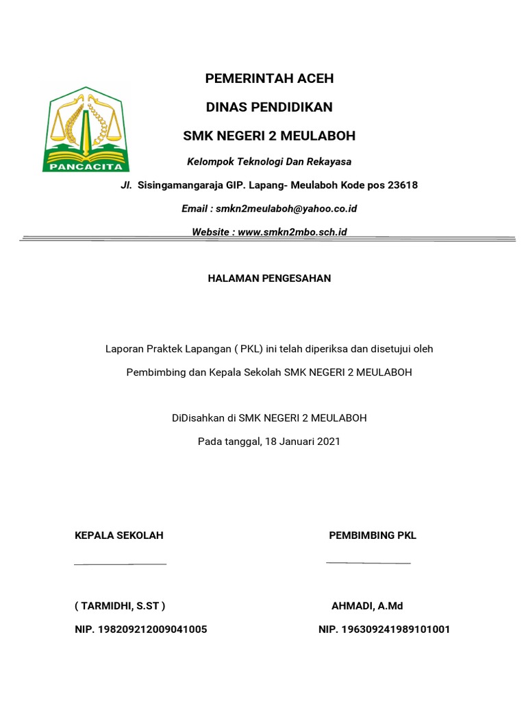 Halaman Pengesahan Magang | PDF