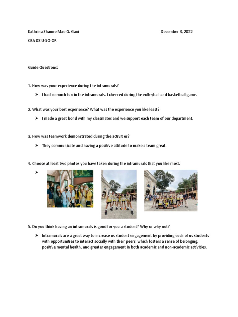 Benefits of Student Intramurals | PDF | Career & Growth | Wellness