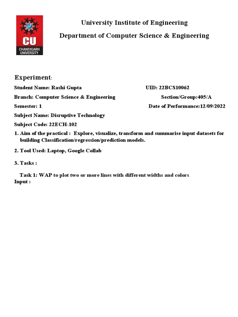 University Institute of Engineering Department of Computer Science & Engineering | PDF