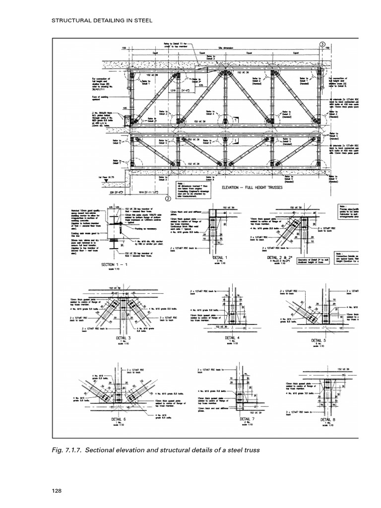 Structural Detailing in Steel: Sectional Elevations and Details of Steel Trusses for Buildings | PDF