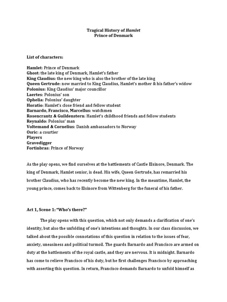 Hamlet Lecture Notes 1 | PDF | Hamlet | Shakespearean Characters
