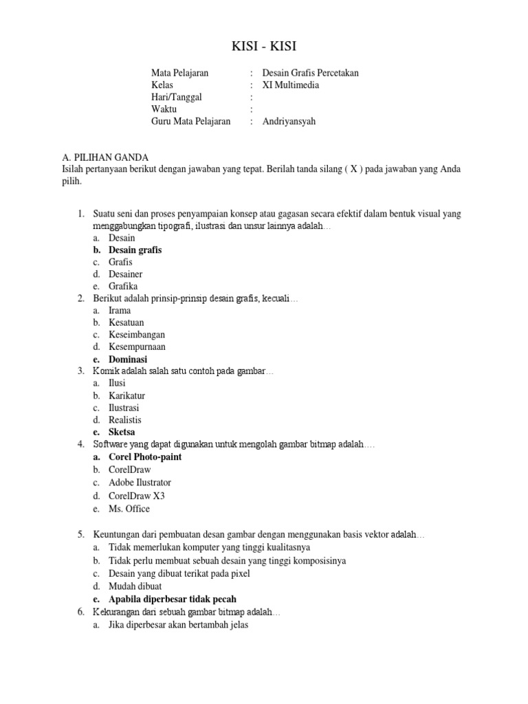 Kisi Kisi PAS Ganjil DDP 2022-2023 | PDF