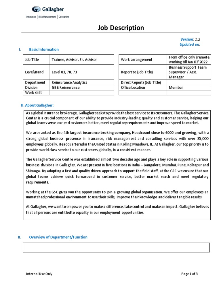 JD - Financial Advisory - Trainee, Advisor, Sr. Advisor | PDF ...